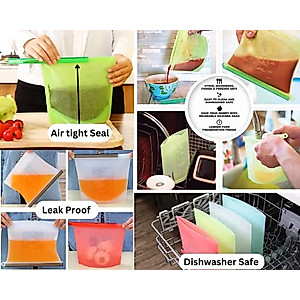 Silicone Reusable Storage Bags (1500ml | 2 Bags) with Stand By Nuccun, Airtight Ziplocks | Freeze | Microwave | Dishwasher Safe