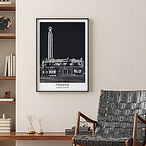 Dear Mapper Fresno United States View Abstract Road Modern Map Art Minimalist Painting Black and White Canvas Line Art Print Poster Art Line Paintings Home Decor (Set of 3 Unframed) (12x16inch)