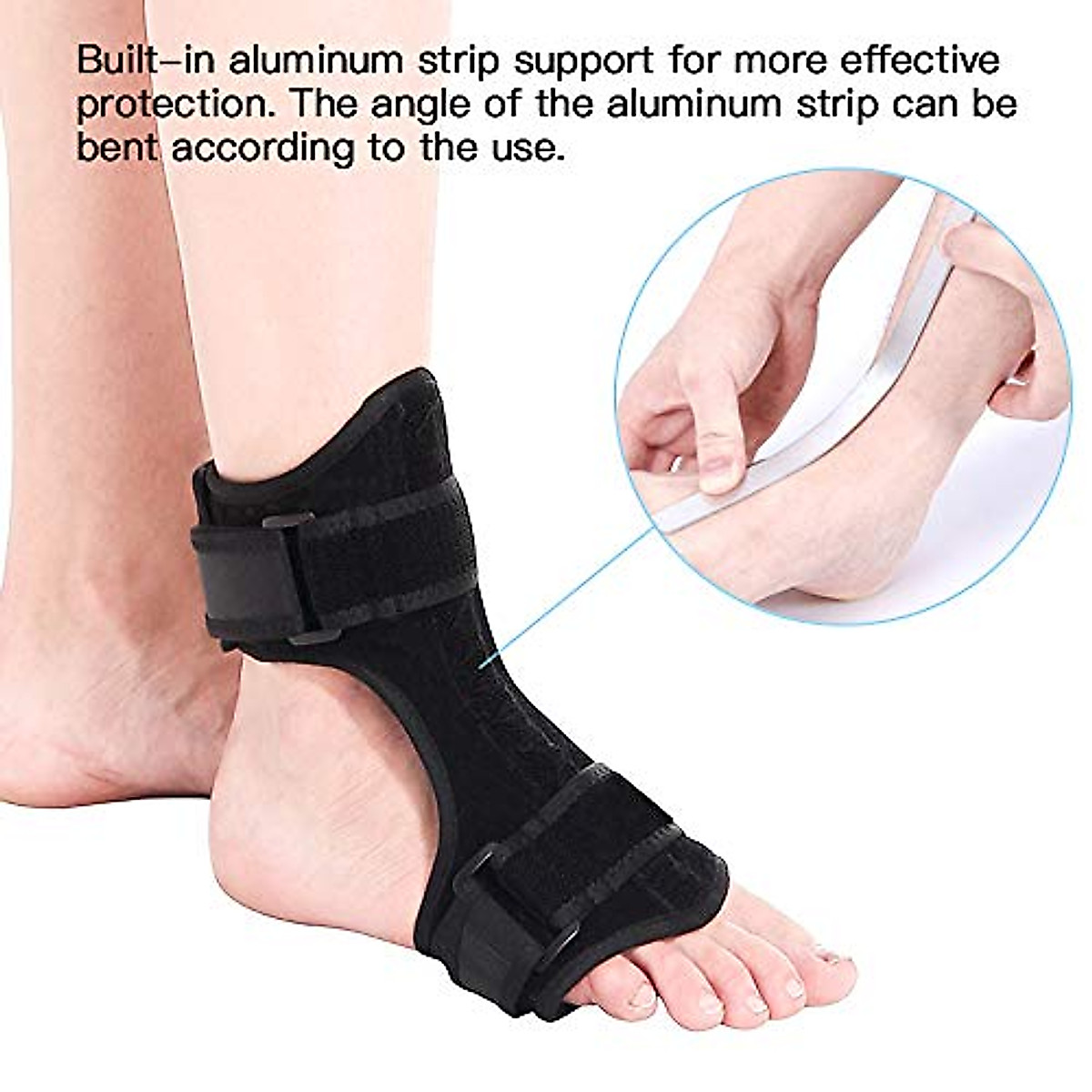 New Plantar Fasciitis Night Splint, Adjustable Brace Support Night Splints for Right or Left Foot Support Sleep/ Arthritis/ Tendonitis/ Dorsiflexion/ Heel Calf Stretcher and Spiky Massage Ball (Black & Red)