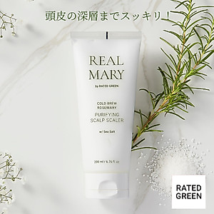 RATED GREEN Real Mary Cold Brew Rosemary Purifying Scalp Scaler w/Sea Salt | Hypoallergenic Korean Dry Scalp Hair Care for Flaky, Itchy & Mild Troubled Scalp | Deep Conditioning Treatment 6.76 fl oz