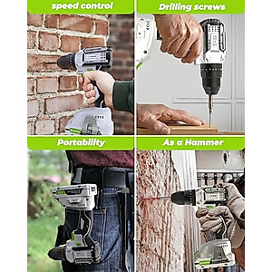 Cordless Drill, ETOOLAB Power Brushless Drill Set 45 Pieces, 531lbf.in Professional 3-in-1 20V Impact Drill Driver with 2.0Ah Battery