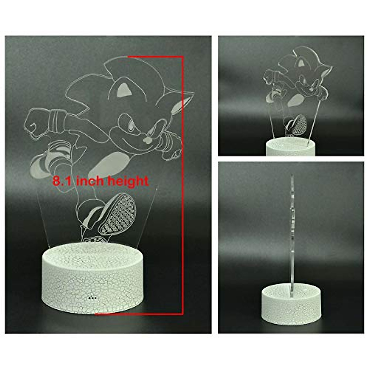 Magiclux 3D Illusion Sonic Night Light, Anime Hedgehog Desk Lamp with Remote Control Kids Bedroom Decoration, Sonic Toys Gifts for Boys Girls