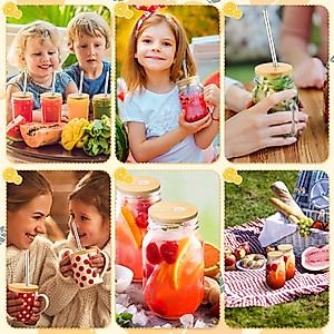 Sieral 70mm Bamboo Jar Lids with Straw Hole for Glass Cups Reusable Wooden Mason Jar Lids for Beer Can Cups 2.76inch Canning Lids with Silicone Ring for Regular Mouth Drinking Jars(30 Pcs)