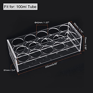 MECCANIXITY 10-Well Acrylic Test Tube Rack Holder Lab Stand 40mm Hole Diameter Clear for Lab Tube 100ml