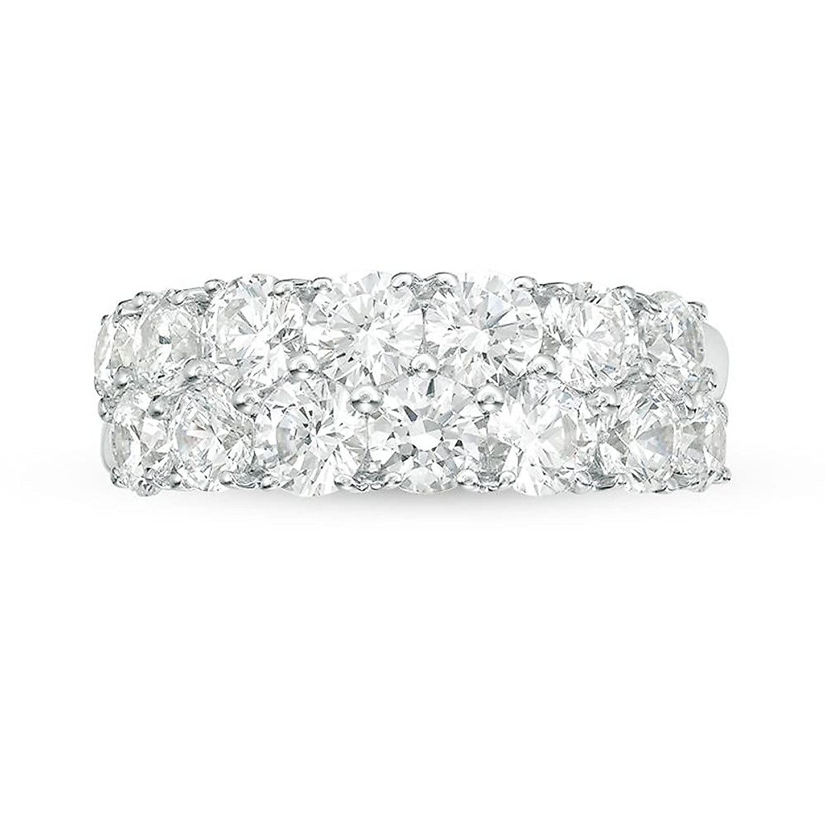 4 Cttw Diamond Double Row Anniversary Ring in 10K White Gold (4 Cttw, J-I2) Diamond Wedding Engagement Ring