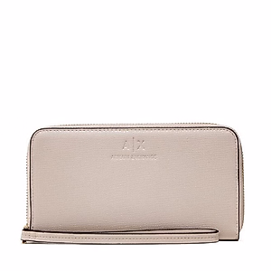 A|X ARMANI EXCHANGE womens Pebble Eco Leather Zip Wallet Wristlet Wrislet bag, Noise, One Size US