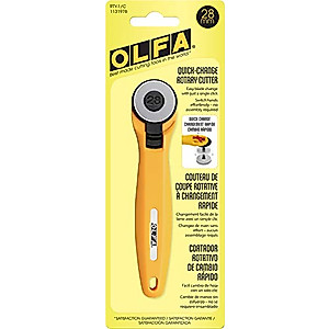 OLFA Rotary Fabric Cutter 28MM with 5 Blade Refill For Quilting, Sewing, and Crafts