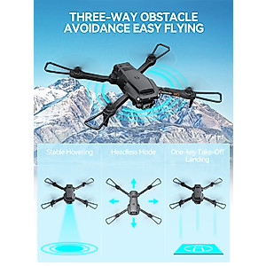 Drone with Camera for Adults 4K - ROVPRO Dual Camera S60 RC Quadcopter with APP Control - Obstacle Avoidance, Waypoint Fly, Altitude Hold, Roll Mode, Headless Mode, 2 Batteries (Black)