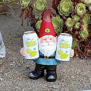 Exhart Garden Gnome, Double Fisting Two Can Timmy Garden Statue, Funny Outdoor Garden Decoration, 10 x 13.5 Inch