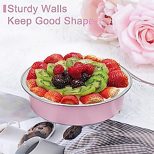 Suice Mini Cake Pans with Lids, 100PCS Disposable Foil Cupcake Baking Cups with Lid, 8oz Light Pink Cupcake Liners with Lids Mini Muffin Pan Cake Tins, Aluminum Creme Brulee Ramekins Dessert Cups