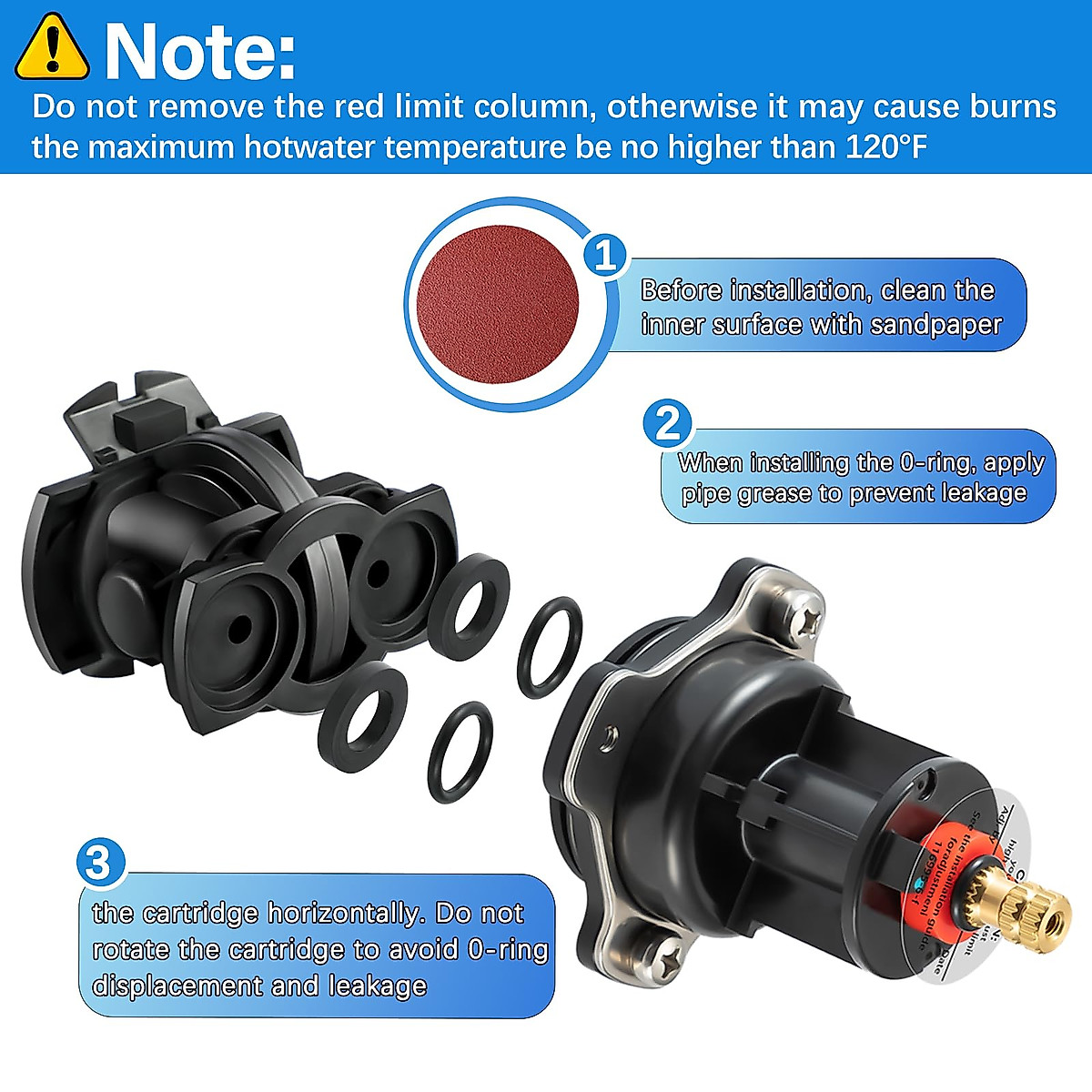 GP876851 Mixer Cap and Pressure Balancing Cartridge Kit, for Kohler Shower Valves K-304 and K-11748 Platforms, Shower Valve Cartridge Replacement Repair Kit, Include GP77759 and GP800820