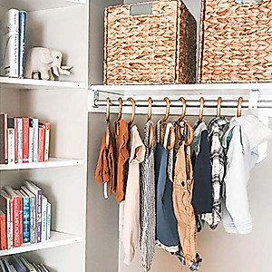 Linen Perch Wooden Baby Hangers - Bamboo Clothes Hangers - Natural, Eco-Friendly - Rattan Décor - Wood Baby Hanger - Boho Nursery Décor -Set of Three- (11" x 6")