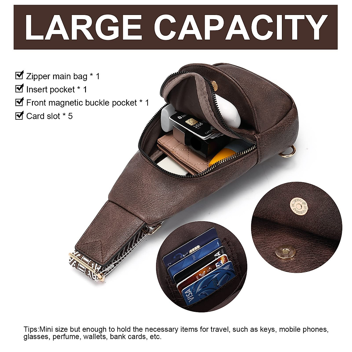 CLUCI Leather Backpack Purse for Women Small Sling Bag for Women Crossbody