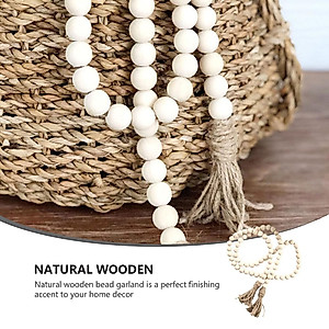 IMIKEYA Farmhouse Wood Bead Garland - Tassel Garland Decor - Boho Room Decor Farmhouse Wall Decor for Home