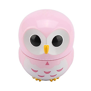 Manual Timer Cute Owl Shape Kitchen Manual Timer Mechanical Home Cooking Counters Clock(Pink)