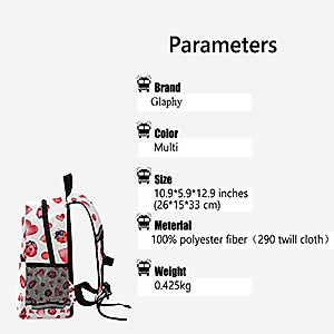 Glaphy Ladybug Hearts Kids Backpack for Boys Girls, Kindergarten Elementary Toddler Backpack with Reflective Stripes, Preschool Bookbags with Chest Strap