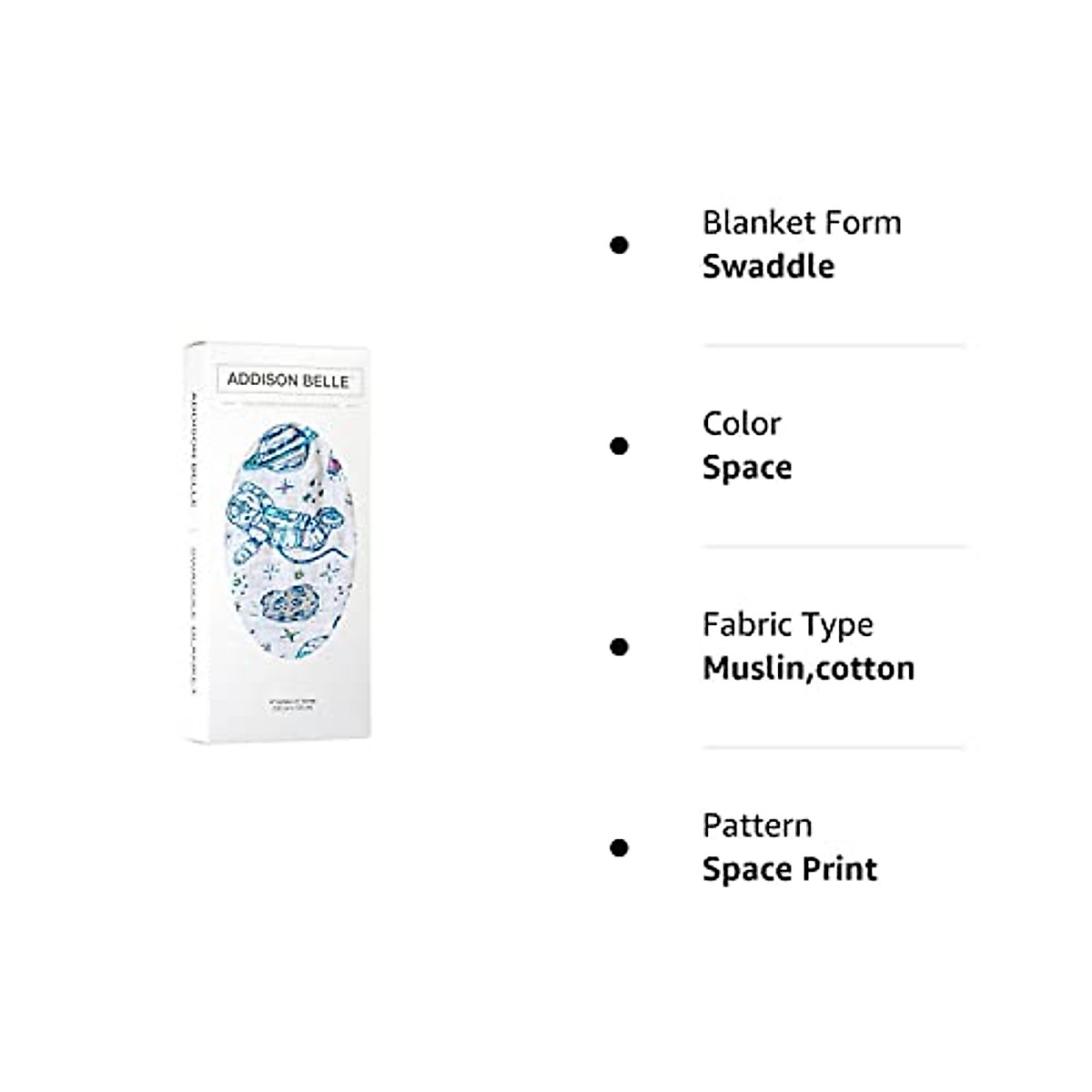 ADDISON BELLE Baby Swaddle Blanket - 100% Muslin Cotton Unisex Soft Swaddle Wrap for Baby Boys or Girl - Neutral Newborn Receiving Blankets - Nursery Swaddling for Babies - 47” x 47” (Space)