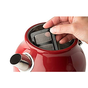 Haden Dorset Stainless Steel Electric Kettle - 1.7L (7 Cup) Tea Kettle with Auto Shut-Off and Boil-Dry Protection - Red