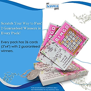 My Scratch Offs - 26 Pink Floral Scratch Off Bingo Cards Perfect for Bridal Shower Games, Wedding Party, Bridal Party Favors - Fun and Easy Bingo Game Cards
