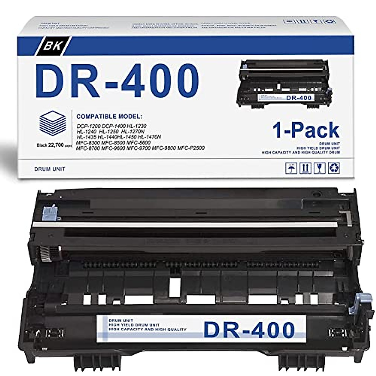 Hydr [Black,1-Pack] Compatible DR-400 DR400 Drum Unit Replacement for Brother DCP-1200 1400 HL-1230 1240 1250 1270N 1435 1440 1450 1470N MFC-8300 8500 8600 8700 9600 9700 9800 P2500 Printer