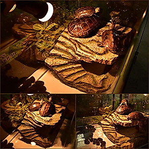 kathson Turtle Basking Platform Frogs Habitat Hiding Cave Resin Fish Tank Aquarium Ornament Reptile Climbing Ramp Decorations for Amphibians Resting