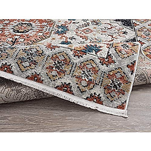 Abani 7'9" x 10'2" Grey & Beige Medallion Area Rug, Azure Collection Classic Accent Rug Rugs