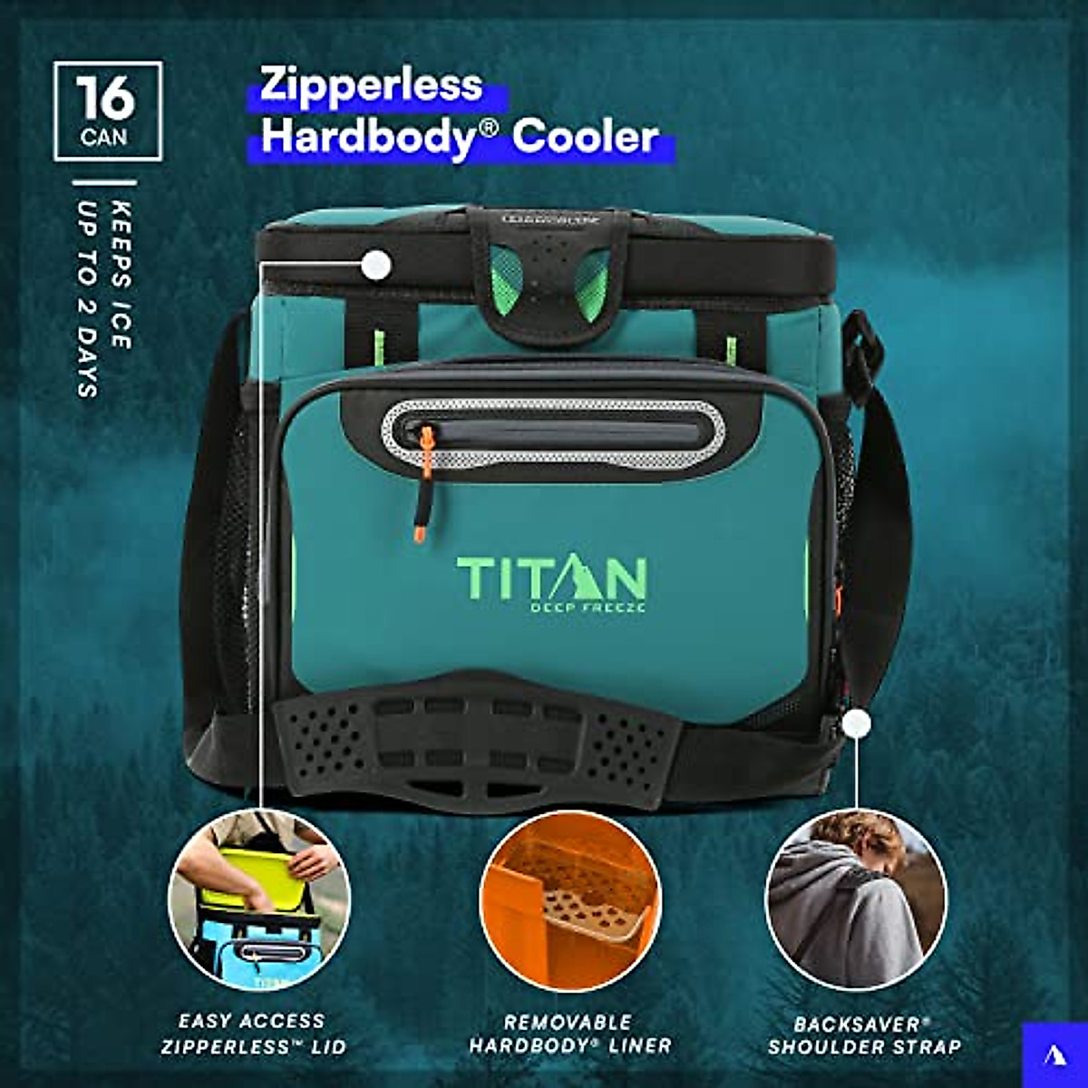 Arctic Zone Titan Deep Freeze 16 Can Zipperless HardBody Cooler, Pine