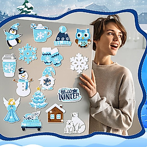 16 Pcs Winter Magnet Diamond Art for Refrigerator Christmas Diamond Painting Magnets DIY Winter Penguin Snowflake Gnome Magnets Diamond Painting Kits Xmas Fridge Magnet Decals for Kids Adults Crafts