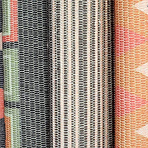 ABREEZE Cotton Area Rug Set 2 Piece 2'x3'+2'x4'4",Bohemian Hand Woven Cotton Rugs with Tassel Washable Cotton Throw Rug Runner for Kitchen, Living Room, Bedroom(Orange)