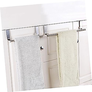 DRESSOOS Kitchenwares Hanging Shelf Easy Installation Towel Rack Kitchen Utensil Hanger Cleaning Cloth Hanger Kitchen Towel Bar Kitchen Utensils Towel Bar Traceless Towel Shelf Silver