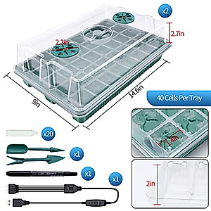 FGBNM 80 Cells Seed Starter Trays with Grow Light, Seed Starter Kit with Adjustable Brightness & Humidity for Indoor Seed Growing Starting, 78in Timing Controller
