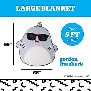 BigMouth x Squishmallows Gordon The Shark Beach Blanket, Large Cute Squishmallow Travel Blanket, Summer Essentials for Kids
