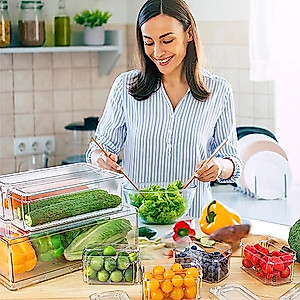 Moretoes 7pcs Rrifgerator Organizer Bins and Drawer Set, Clear Fridge Organization Box with Lids Stackable Fridge Drawer BPA-Free for Food Fruit Vegetable Drinks Kitchen