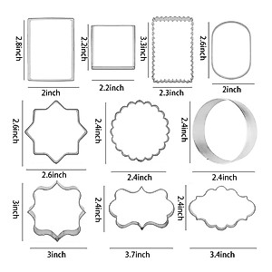 10 PCS Plaque Frame Cookie Cutters Set Fondant Tiles Biscuit Cutter Molds for Cookie Fruit Shapes