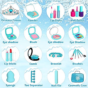 Flybay Kids Makeup Kit for Girl,Washable Real Frozen Make up kit, Girl Toys for 4 5 6 7 8 9 Years Old Girl
