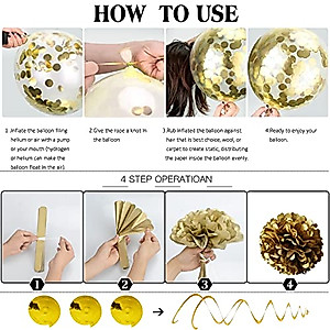 Birthday Decorations, Green Gold Birthday Party Decorations for Boy Girls Men Women, Birthday Balloons with Happy Birthday Banner, Paper Pompoms, Confetti Balloons for Birthday Party Decorations