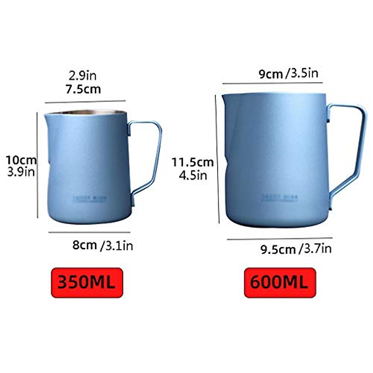 Gravy Boat 304 Stainless Steel Pointed Mouth Milk Foam cup Coffee can Personalized Butter can Pitcher Coffee Utensils Suitable for Latte Cappuccino Cocoa Sauce Jug (Color : 2 blue)