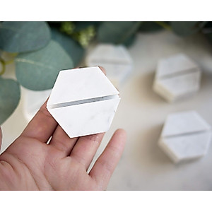 HelloPosh Marble hexagon place card holders | Escort card holders | Party favors | Photo display | Business card holder (12 Pack)