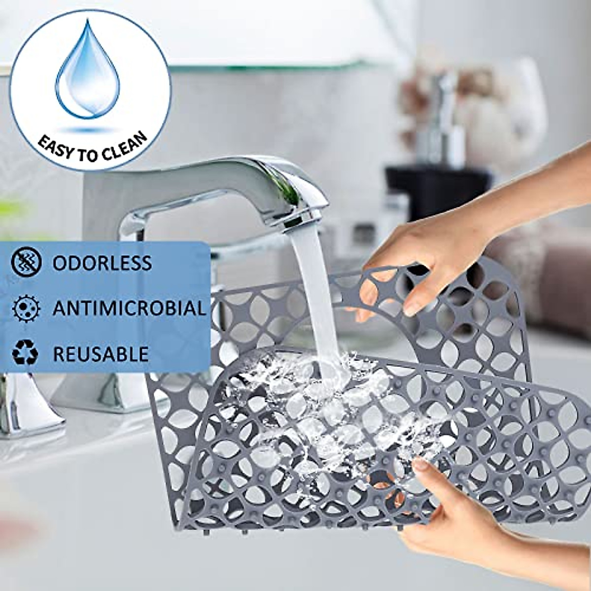 NCUUBR Silicone Sink Mats for Bottom of Kitchen Sink, 2 PCS Sink Mat and Protectors for Stainless Steel Sink, 13.58 ''x 11.6 '' Rear Drain Non-slip Sink Protectors