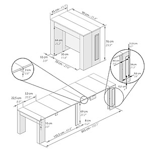 Mobili Fiver, Easy, Extendable Console Table with Extension Leaves Holder, 17,7(120,1) x35,4 in, Rustic Oak, for 4-12 People, Space-Saving Dining Table, Italian Furniture