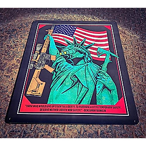 Patriot Patch Co. - Statue of Liberty Sign - Essential Liberty Sign - Benjamin Franklin Quote: "Those who would give up essential liberty, to purchase a little temporary safety, deserve neither liberty nor safety"