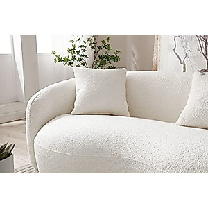 ERYE Modern 4 Seats Curved Sofa Oversized Teddy Fleece Boucle Sofa&Couch, Beautiful Freestanding Half-Moon Sofa Comfy Leisure Couch with 3 Big Pillows for Home Office Apartment Living Room