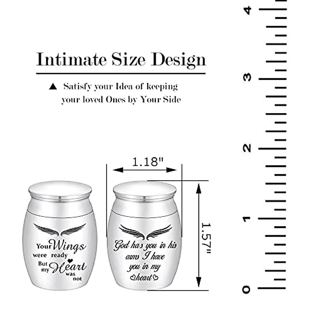 Small Urn Set of 2, Stainless Steel Mini Urn Set, Small Keepsake Urn for Human Ashes, Ashes Holder