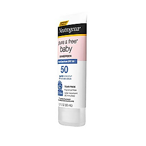 Neutrogena Pure & Free Baby Mineral Sunscreen Lotion with Broad Spectrum SPF 50 & Zinc Oxide, Water-Resistant, Hypoallergenic & Tear-Free Baby Sunscreen, 3 fl. oz, 3 pk