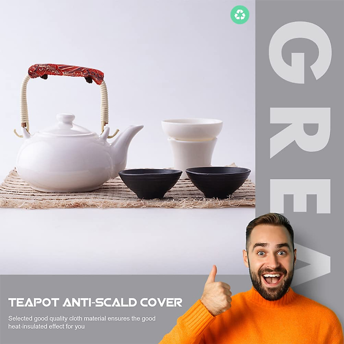 VOSAREA 2pcs Teapot Handle Covers Hot Handle Cover Holder Sleeve for Cast Iron Skillet Pot Pan Tea Kettle Handle Covers