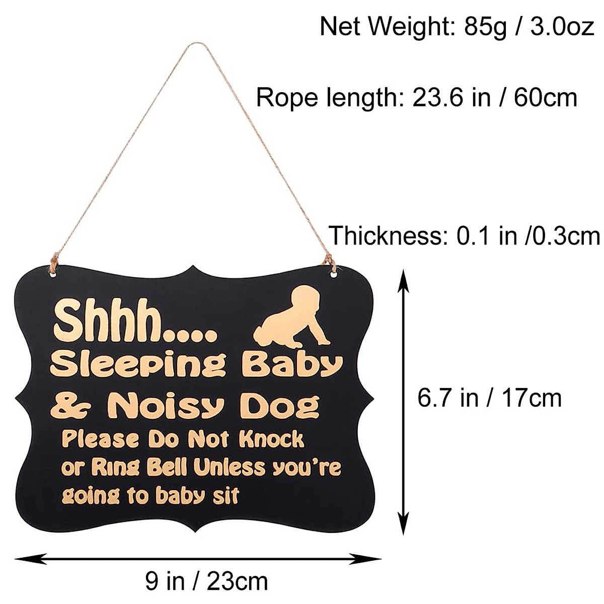 Baby Sleeping Sign for Front Door, Shhh Sleeping Baby Door Sign, Do Not Disturb Sign, Porch Door Hanger Sign Baby Room Hanging Decorative Sign Wooden Plaques Please Do Not Knock or Do Not Ring Bell