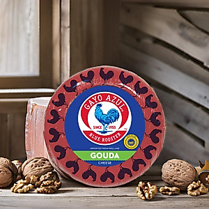 Gayo Azul Mild Gouda Cheese Wheel – Red Wax, 9-10lb (Approx.), Premium Dutch-Style Cheese