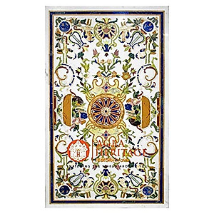 White Marble 60"x36" Dining Furniture Table Top Italian Inlay Handmade Art Living Restaurant Decor