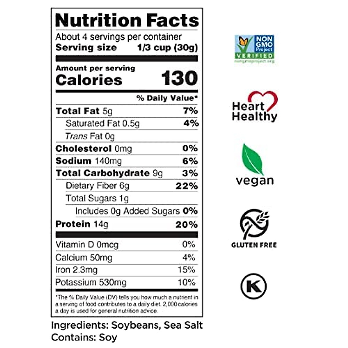 Seapoint Farms Dry Roasted Edamame, Sea Salt, Vegan, Gluten-Free, Kosher, and Non-GMO, Crunchy Snack for Healthy Snacking, 1.58 oz (Pack of 12)