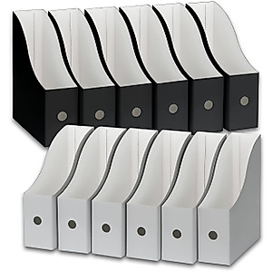 Simple Houseware White/Black Magazine File Holder Organizer Box (Pack of 12)